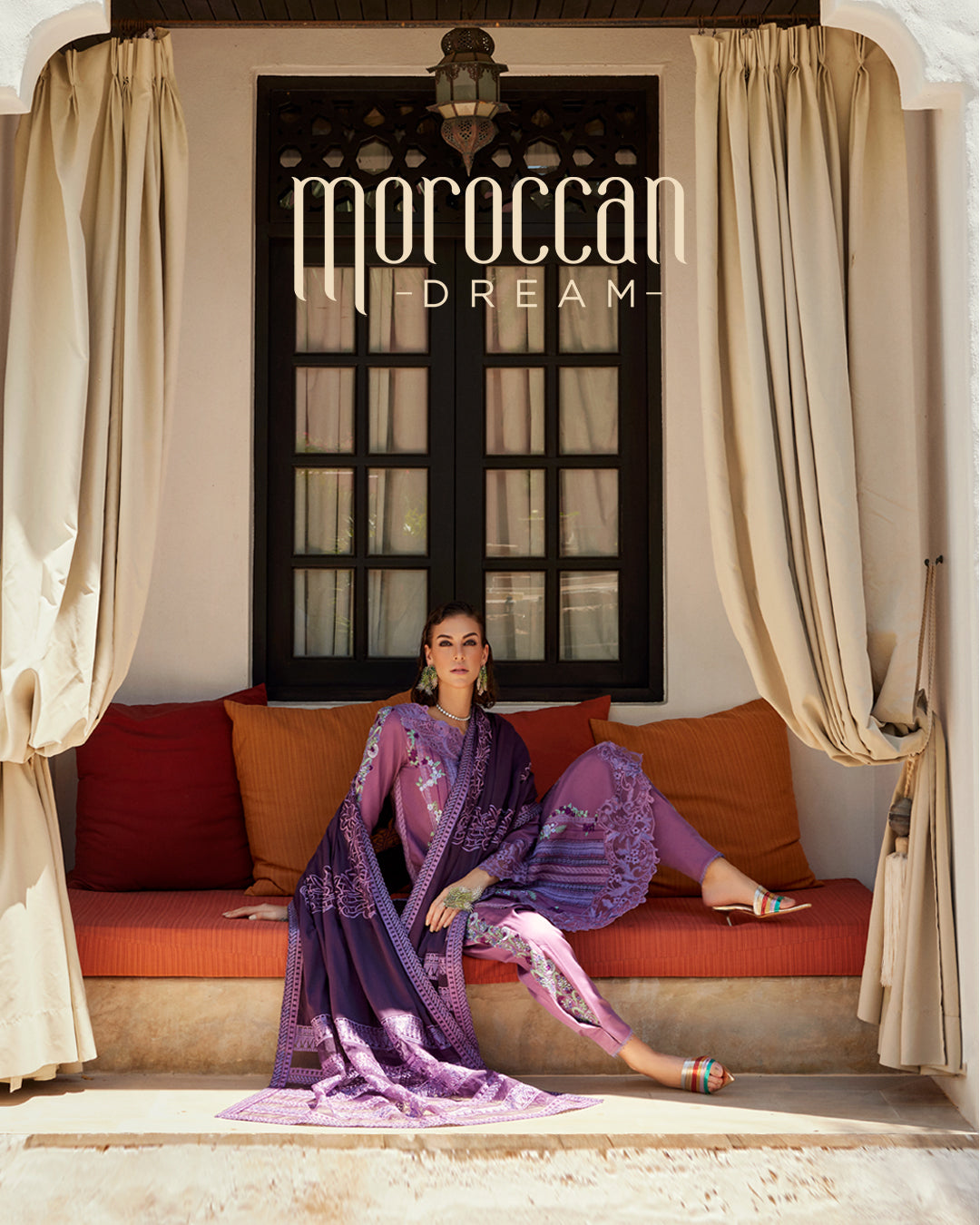 MOROCCAN DREAM | Unstitched Sateen Shawl by MUSHQ – Heer Rang Studio